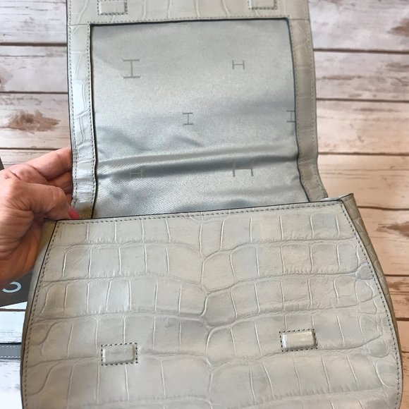 H by Halston | Bags | H By Halston Grey Leather Satchel | Poshmark